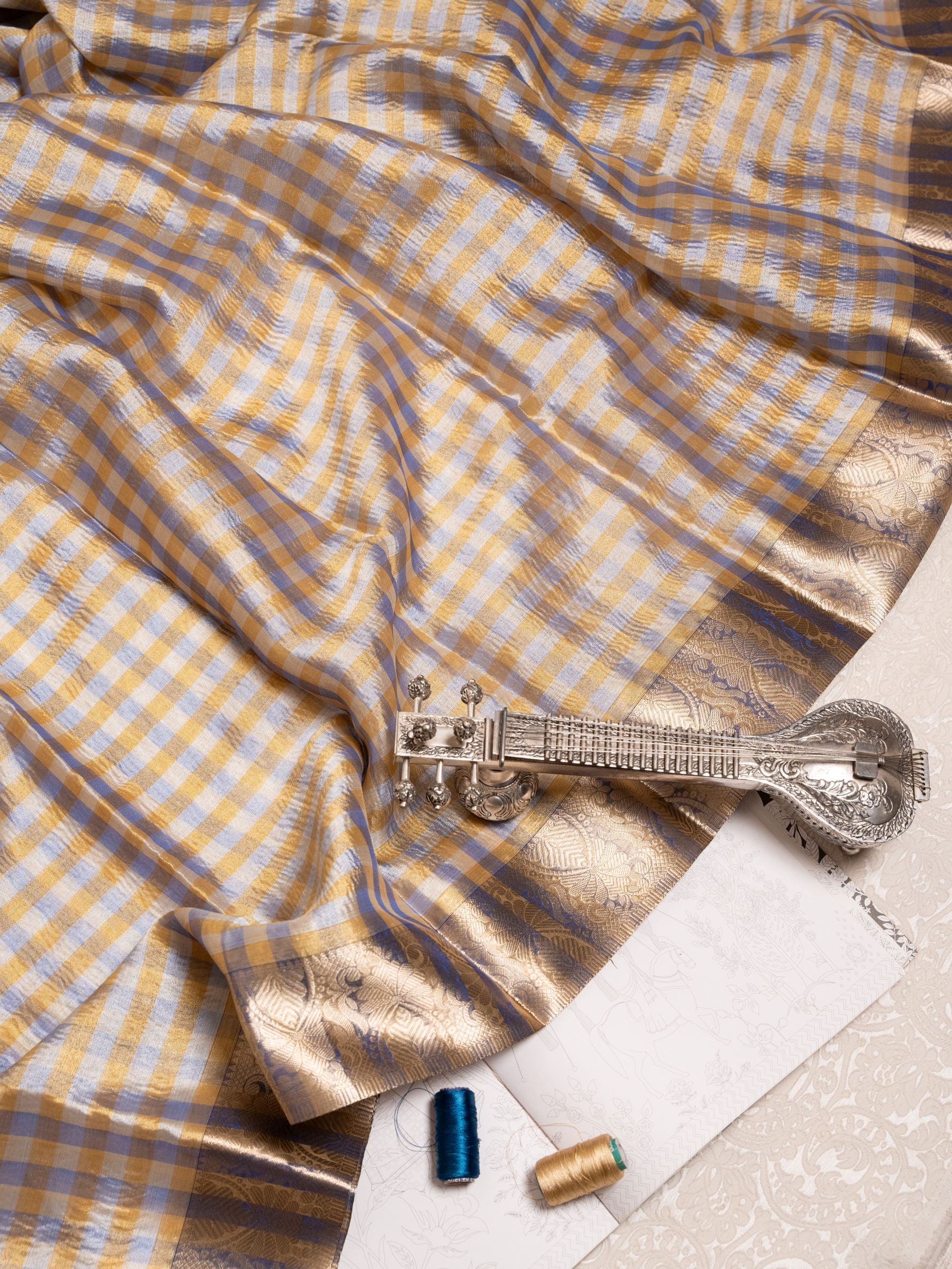 Madras Checks Silk - Blue – WeaveinIndia